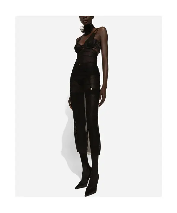 Dolce & Gabbana Dolce Gabbana Corset Detailed Tulle Calf-length Dress