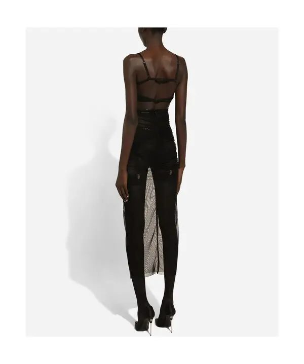 Dolce & Gabbana Dolce Gabbana Corset Detailed Tulle Calf-length Dress