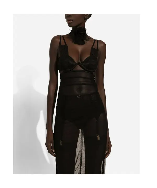 Dolce & Gabbana Dolce Gabbana Corset Detailed Tulle Calf-length Dress