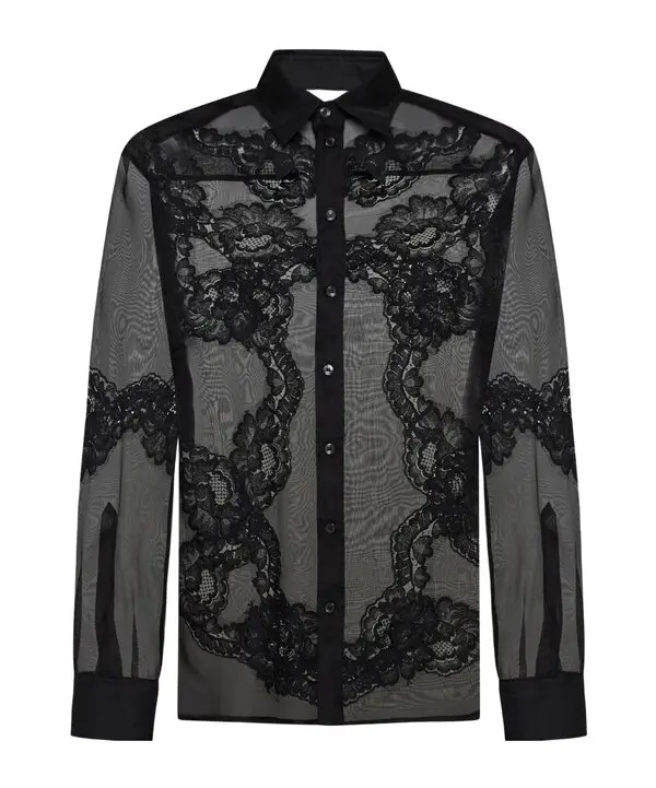 Dolce & Gabbana Dolce Gabbana Lace Insert Oversize Shirt
