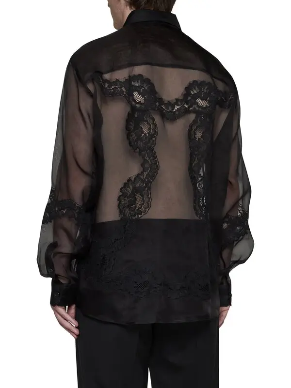 Dolce & Gabbana Dolce Gabbana Lace Insert Oversize Shirt