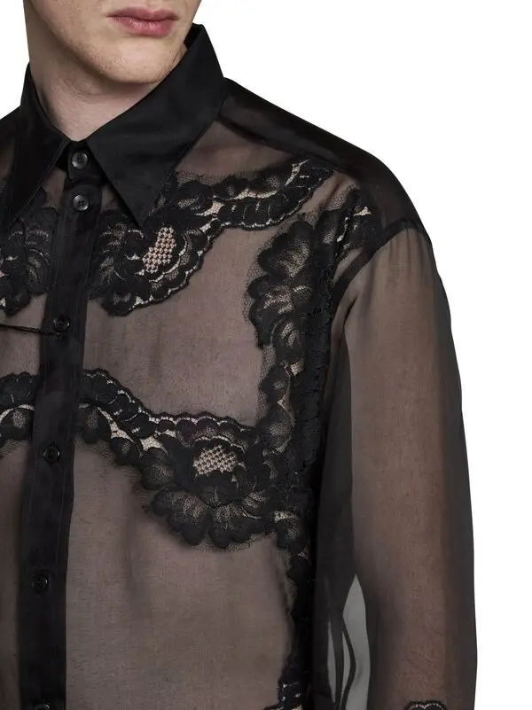 Dolce & Gabbana Dolce Gabbana Lace Insert Oversize Shirt