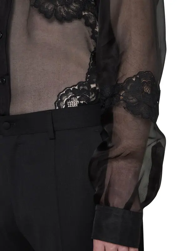 Dolce & Gabbana Dolce Gabbana Lace Insert Oversize Shirt