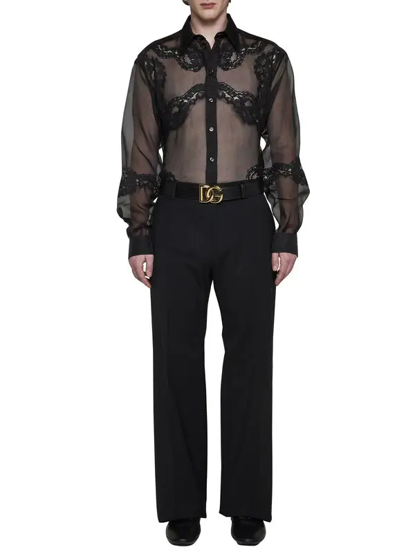 Dolce & Gabbana Dolce Gabbana Lace Insert Oversize Shirt