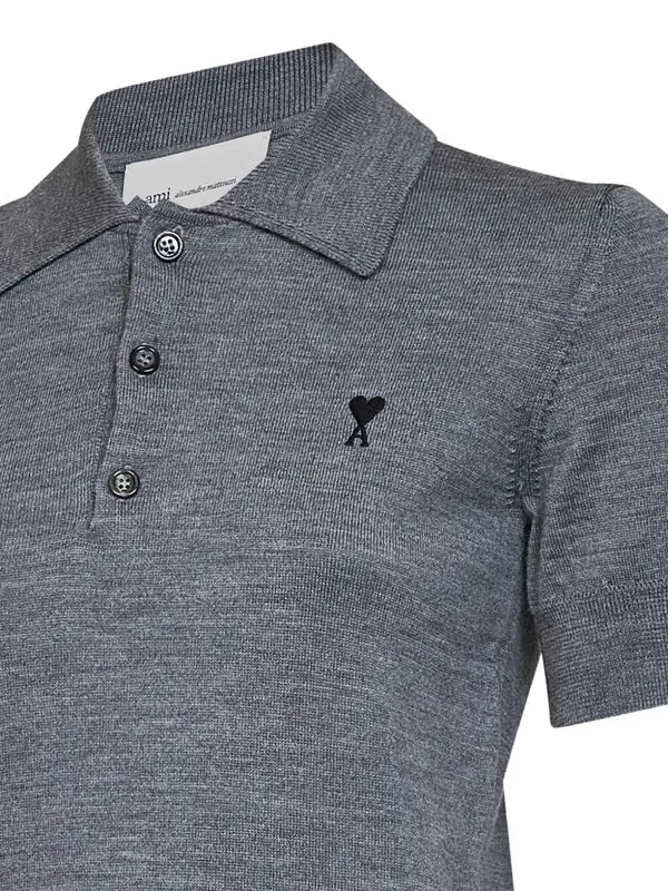 AMI Paris De Coeur Short-sleeved Knitted Polo Shirt