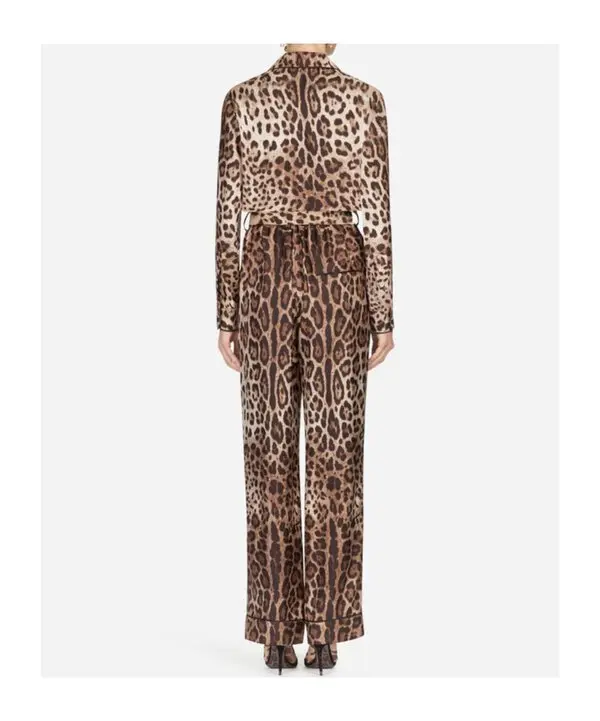 Dolce & Gabbana Dolce Gabbana Leopard-printed Long-sleeved Pajama Jumpsuit