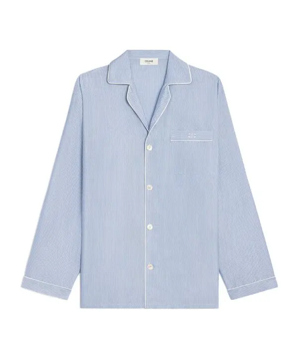 Celine Pajama Shirt In Striped Silk