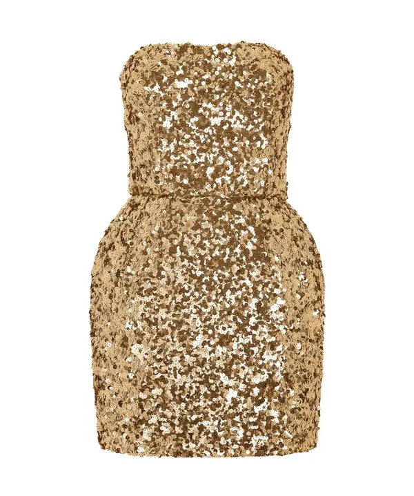 Dolce & Gabbana Dolce Gabbana Short Sequined Strapless Dress - Nude