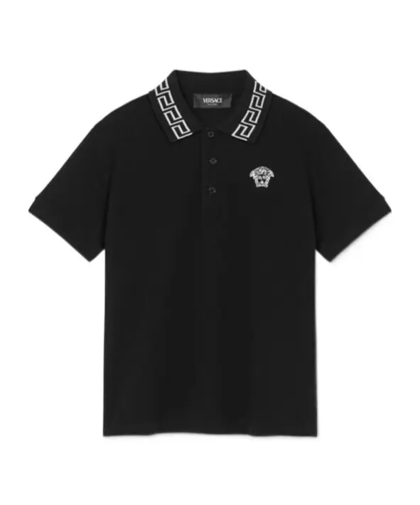 Versace Greca-detail Cotton Polo Shirt
