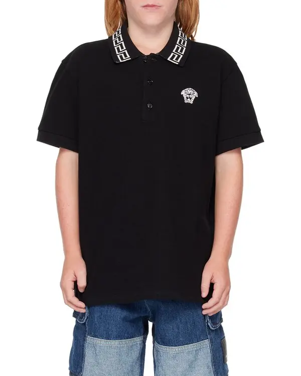 Versace Greca-detail Cotton Polo Shirt