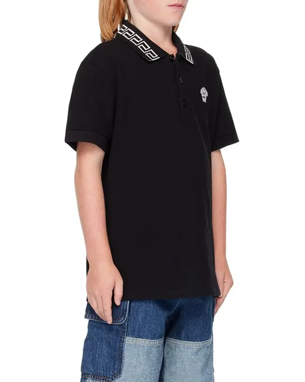 Versace Greca-detail Cotton Polo Shirt