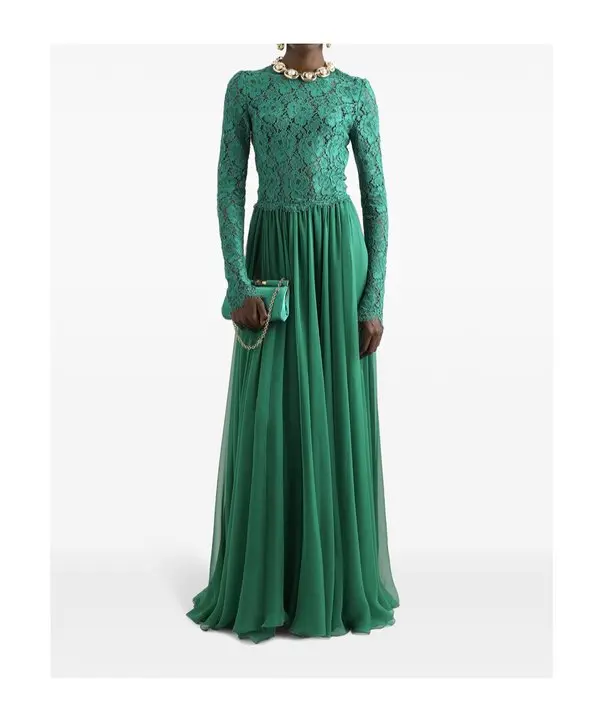 Dolce & Gabbana Dolce Gabbana Long Floral Cordonetto Lace Dress