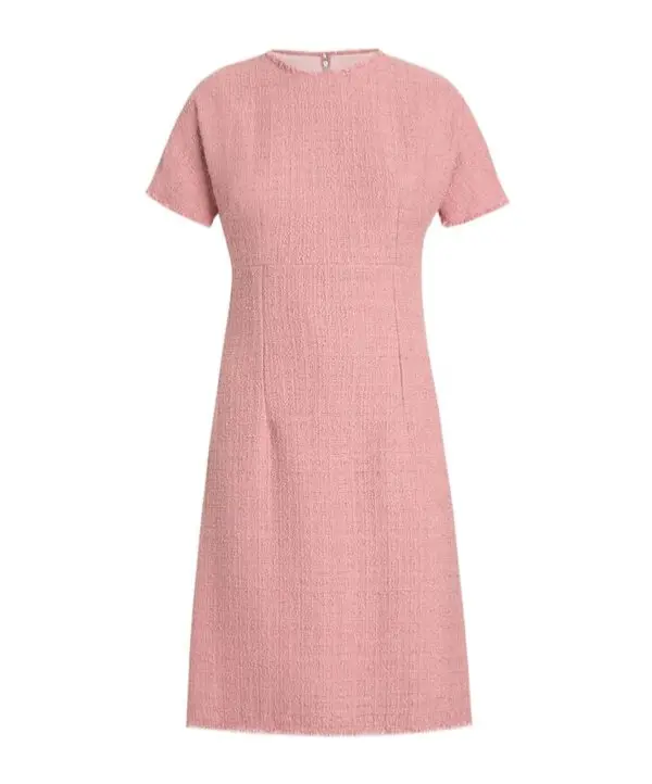 Dolce & Gabbana Dolce Gabbana Dg Logo Plaque Raschel Tweed Midi Dress - Pink