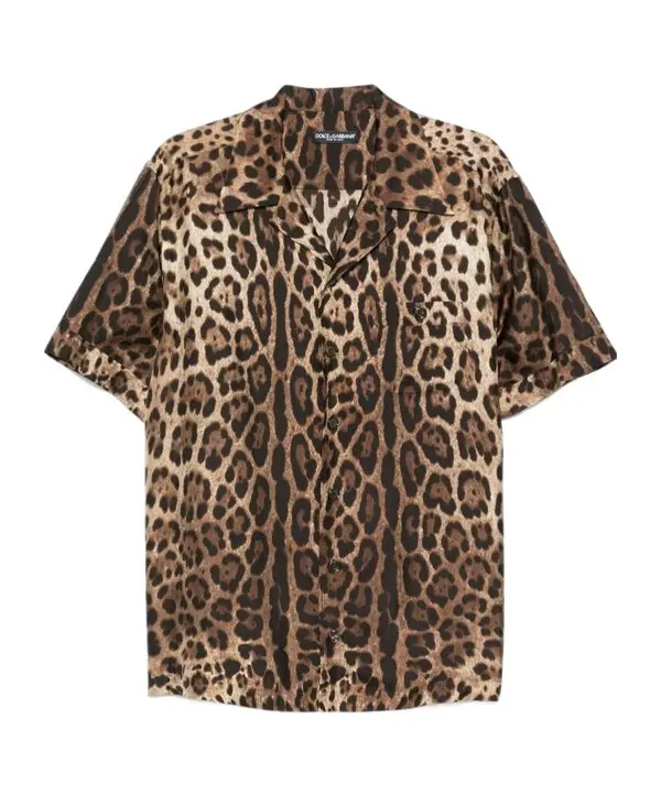 Dolce & Gabbana Dolce Gabbana Leopard Printed Bowling Shirt