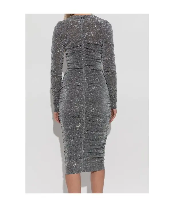 Dolce & Gabbana Dolce Gabbana Sequined Draped Calf-length Dress