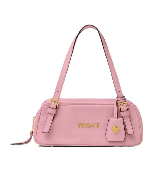 Versace Logo-lettering Zipped Shoulder Bag - Pink