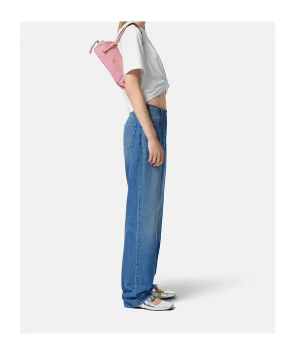 Versace Logo-lettering Zipped Shoulder Bag - Pink