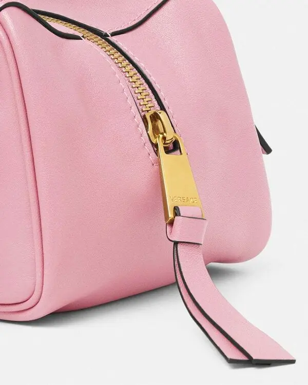 Versace Logo-lettering Zipped Shoulder Bag - Pink