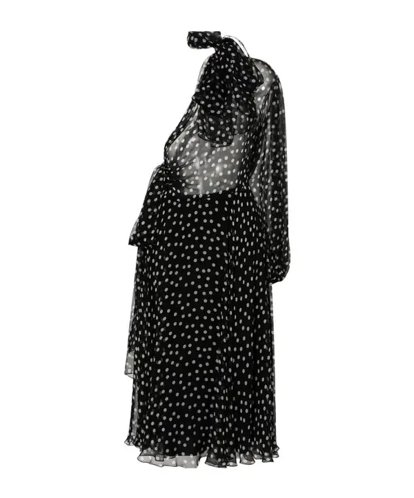 Dolce & Gabbana Dolce Gabbana Polka Dot Printed Semi-sheer Midi Dress - Black