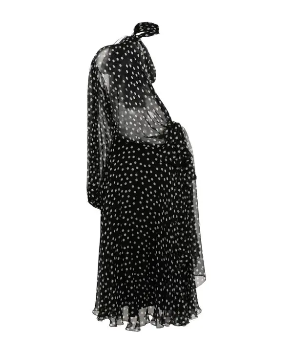 Dolce & Gabbana Dolce Gabbana Polka Dot Printed Semi-sheer Midi Dress - Black