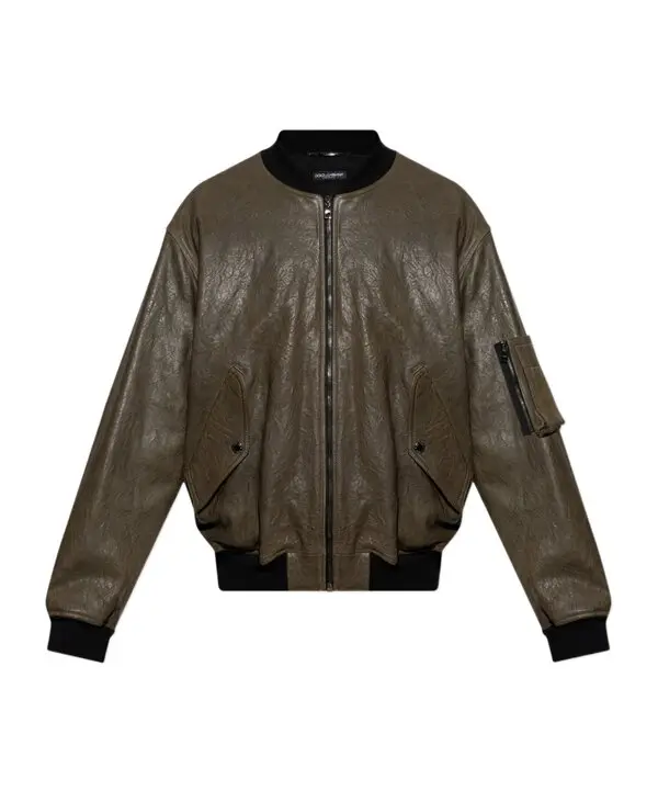 Dolce & Gabbana Dolce Gabbana Logo Patch Zipped Bomber Jacket