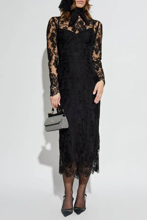Dolce & Gabbana Dolce Gabbana Calf-length Floral Lace Dress