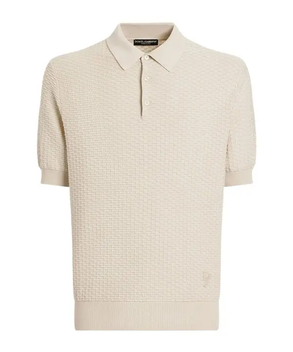 Dolce & Gabbana Knitted Polo Shirt - Nude