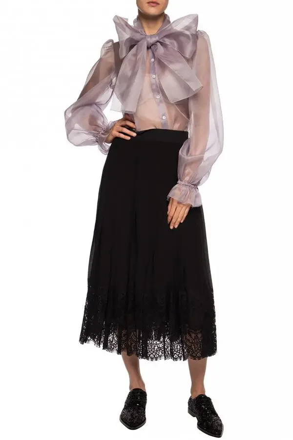Dolce & Gabbana Dolce Gabbana Pleated Lace Midi Skirt