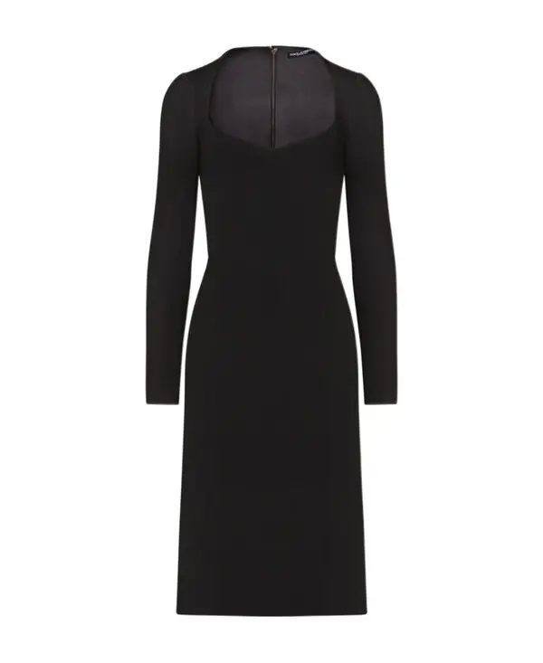 Dolce & Gabbana Dolce Gabbana Sweetheart Long-sleeved Midi Dress - Black