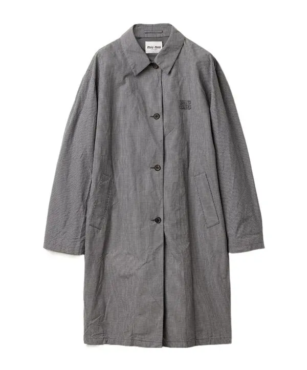 Miu Miu Single-breasted Gingham Check Trench Coat