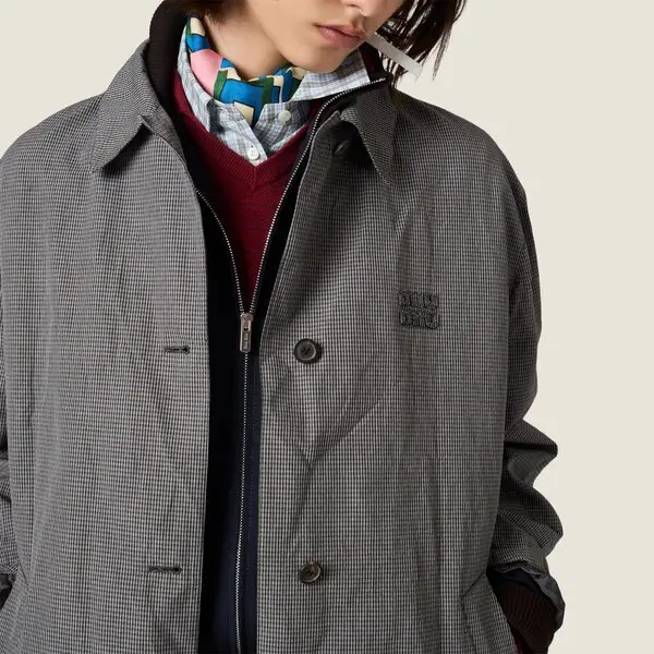 Miu Miu Single-breasted Gingham Check Trench Coat