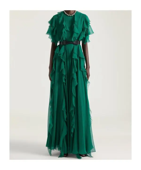 Givenchy Long Ruffled Dress In Silk Chiffon