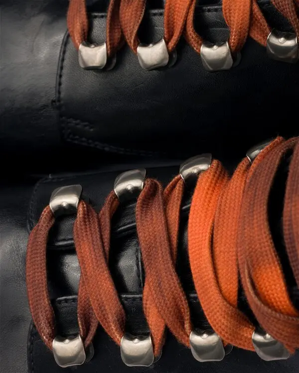 Prada Leather Laced Booties - Black