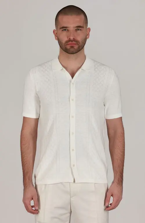 PAUL JAMES Cotton Linen Patterned Shirt - White