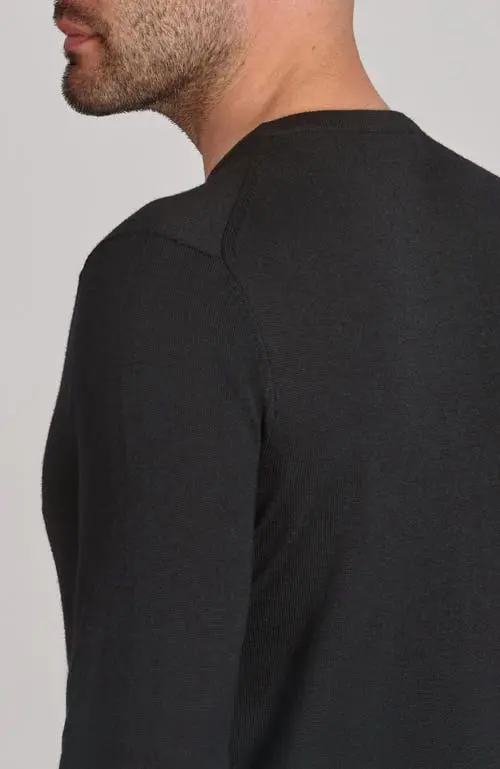PAUL JAMES Merino Wool Crew Neck Sweater - Black