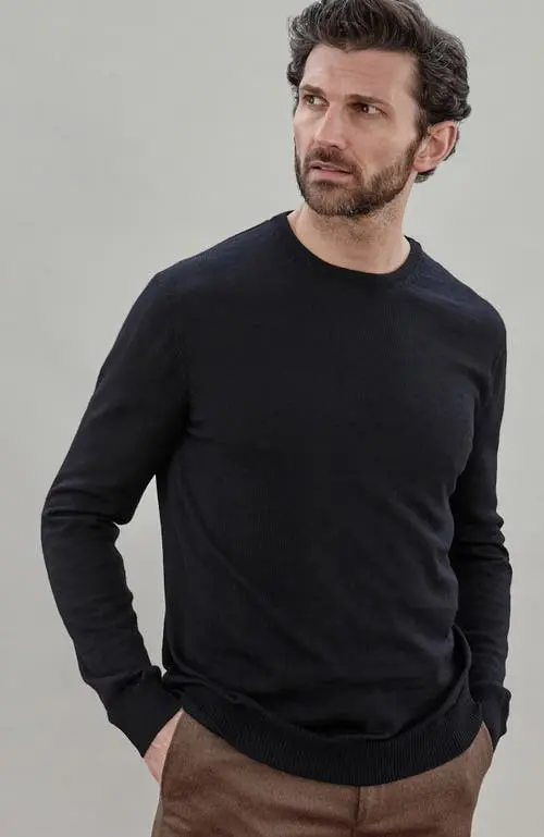PAUL JAMES Merino Wool Crew Neck Sweater - Black