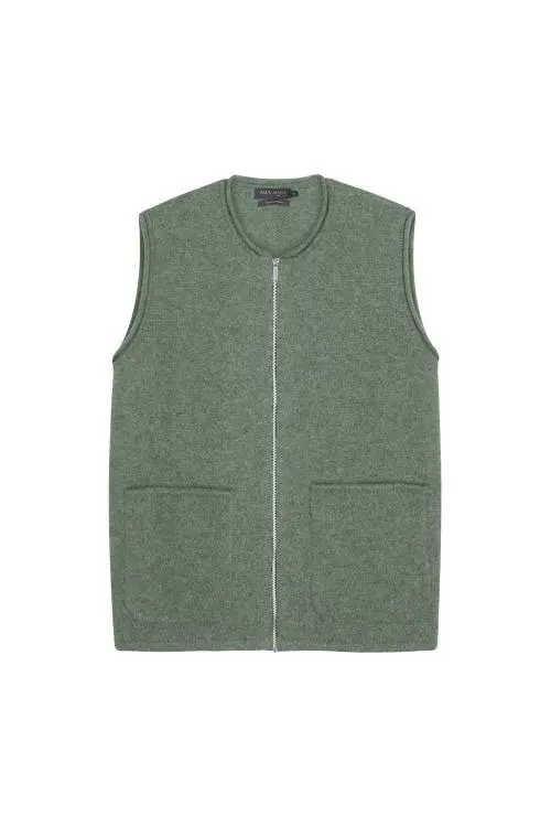 PAUL JAMES Lambswool Zip Neck Knitted Gilet - Landscape