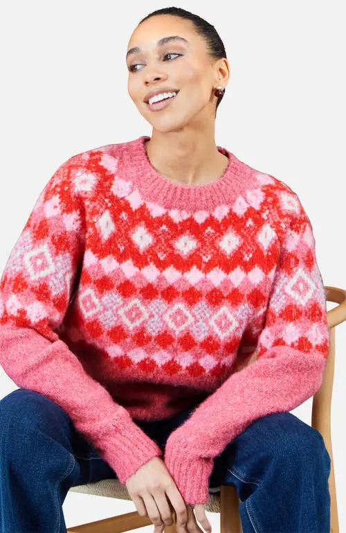 YUMI Fairisle Wool Blend Relaxed Jumper - Red