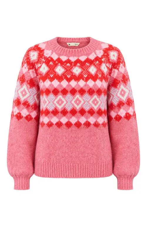 YUMI Fairisle Wool Blend Relaxed Jumper - Red