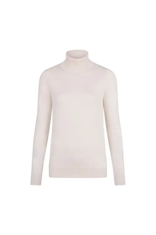 PAUL JAMES Cotton Roll Neck Long Sleeve Sweater - Ecru