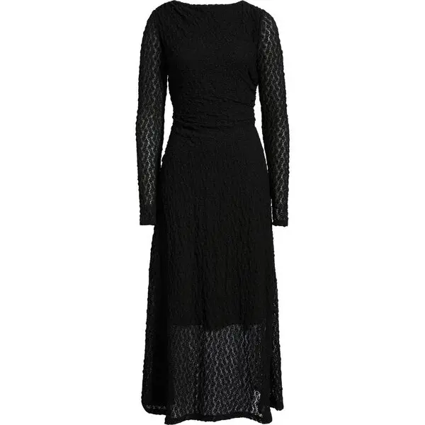Nordstrom Lace Long Sleeve Midi Dress - Black