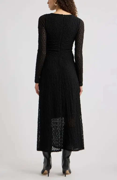 Nordstrom Lace Long Sleeve Midi Dress - Black