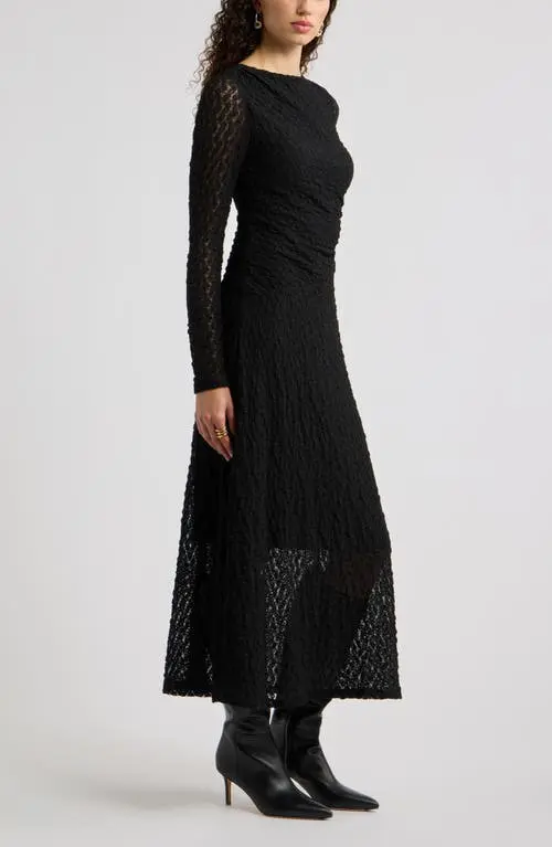 Nordstrom Lace Long Sleeve Midi Dress - Black