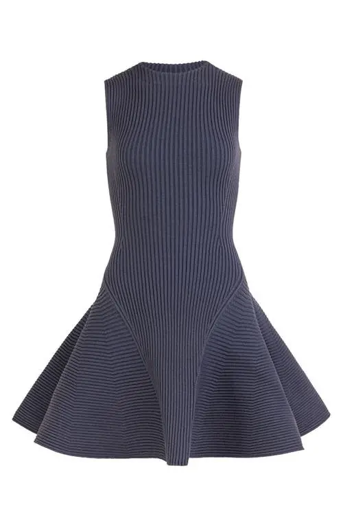 Alaïa Engineered Rib Skater Dress - Gris Bleu