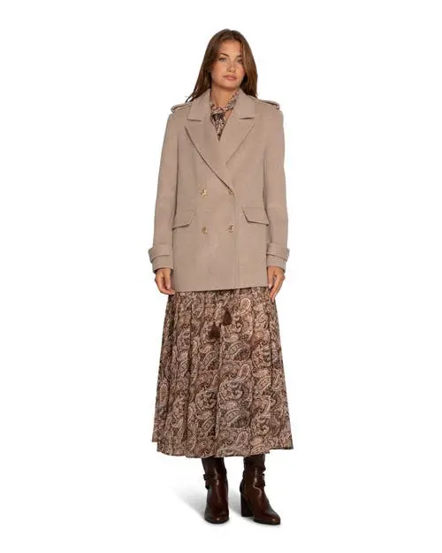 BELLE & BLOOM Harbour Military Wool Blend Pea Coat - Light Beige