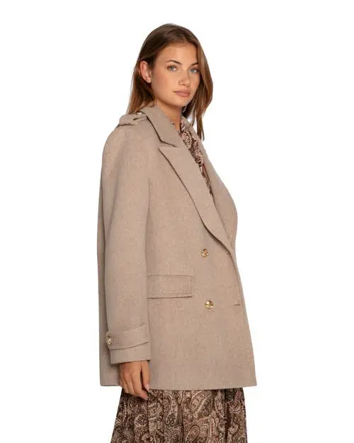 BELLE & BLOOM Harbour Military Wool Blend Pea Coat - Light Beige