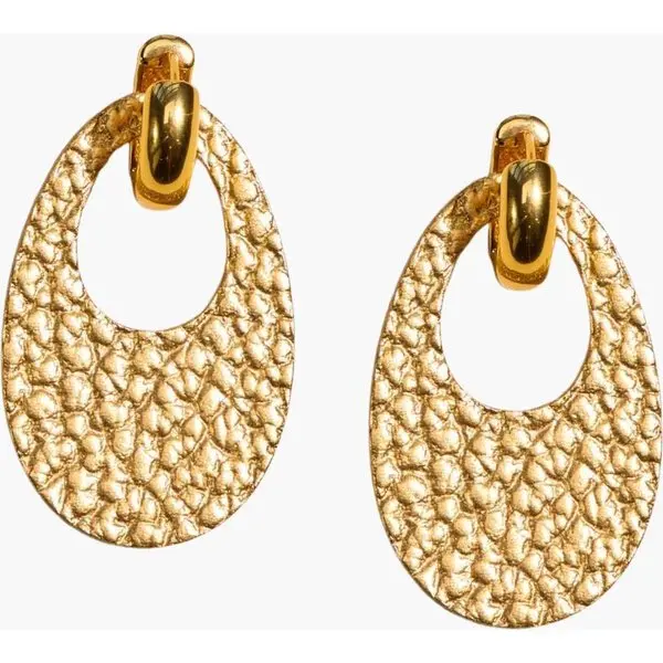 NICKEL & SUEDE Olivia Leather Hoop Earrings - Gold/gold