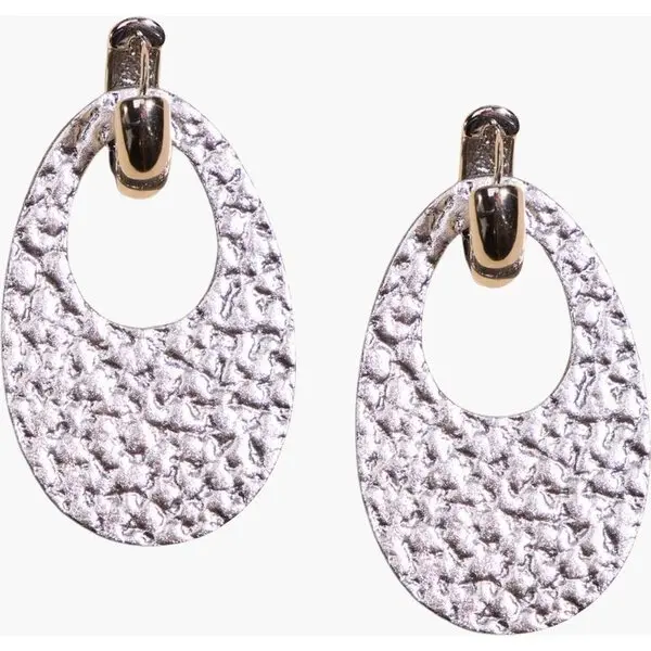 NICKEL & SUEDE Olivia Leather Hoop Earrings - Silver/silver