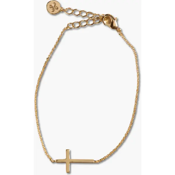NICKEL & SUEDE Waterproof Sideways Cross Bracelet - Gold