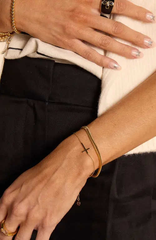 NICKEL & SUEDE Waterproof Sideways Cross Bracelet - Gold